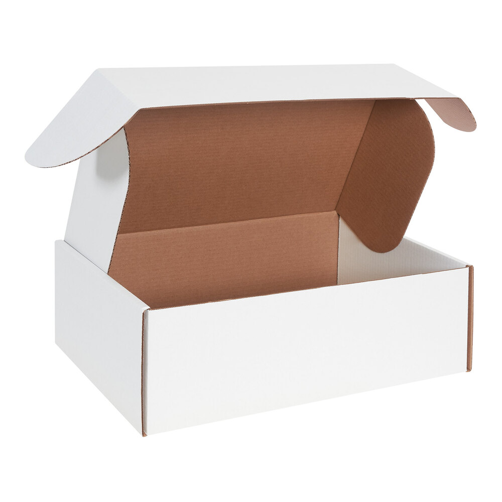 Lavex 18" x 12" x 6" White Deluxe Corrugated Mailer with Front Locking ...