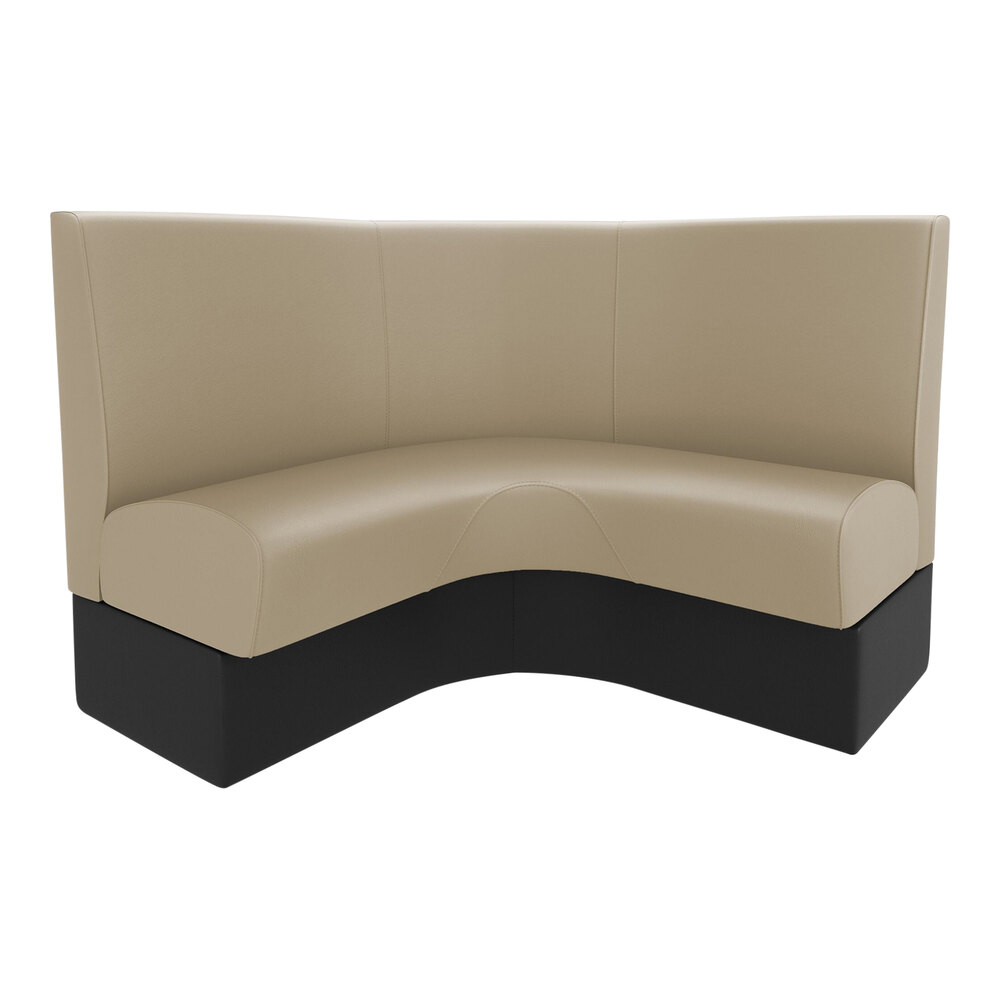 QA Group Cascade 48" Long Fawn Plain Corner Booth 1/4 Circle - 42" High