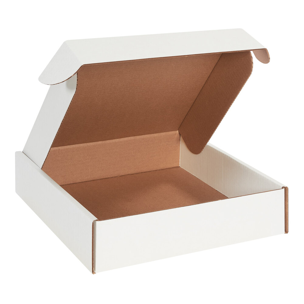 Lavex 13" x 13" x 3" White Deluxe Corrugated Mailer with Front Locking ...