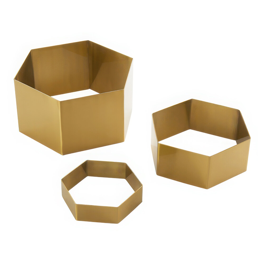 American Metalcraft Geo 3-Piece Hexagon Gold Satin Stainless Steel ...