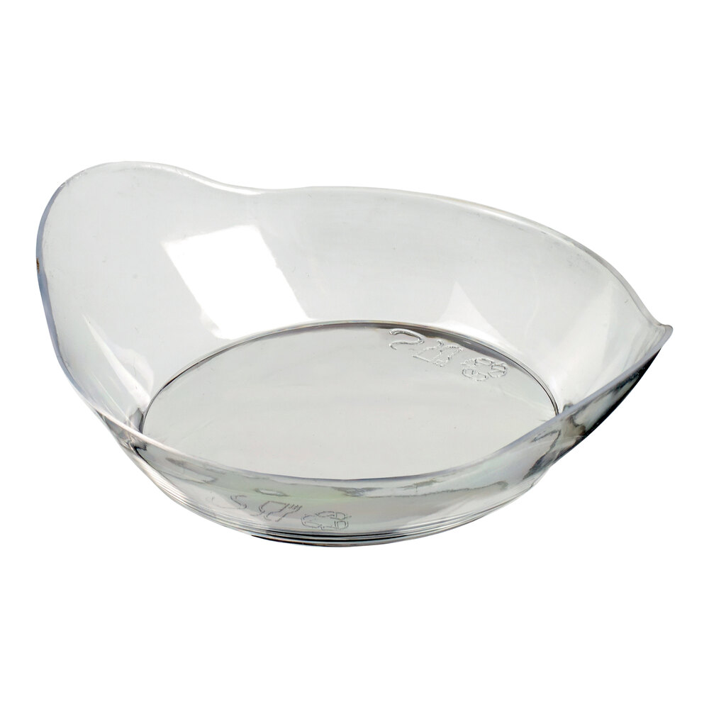 Solia 1.3 oz. Clear Oval Plastic Eared Mini Dish - 1,000/Case