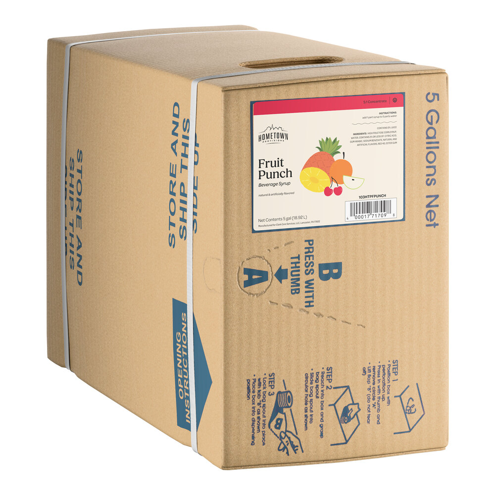 Hometown Provisions Fruit Punch Drink Syrup 5 Gallon Bag in Box