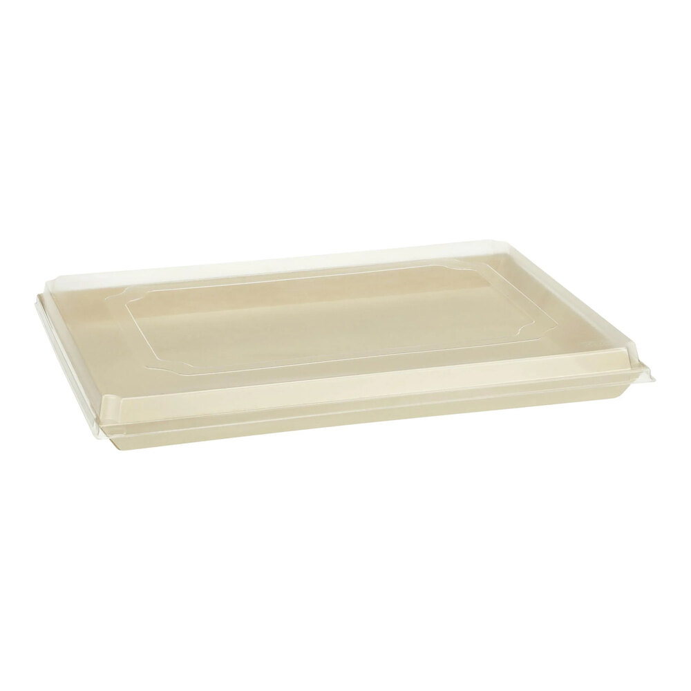 VerTerra 15" x 11" x 2" Balsa Wood Tray with Lid - 50/Case