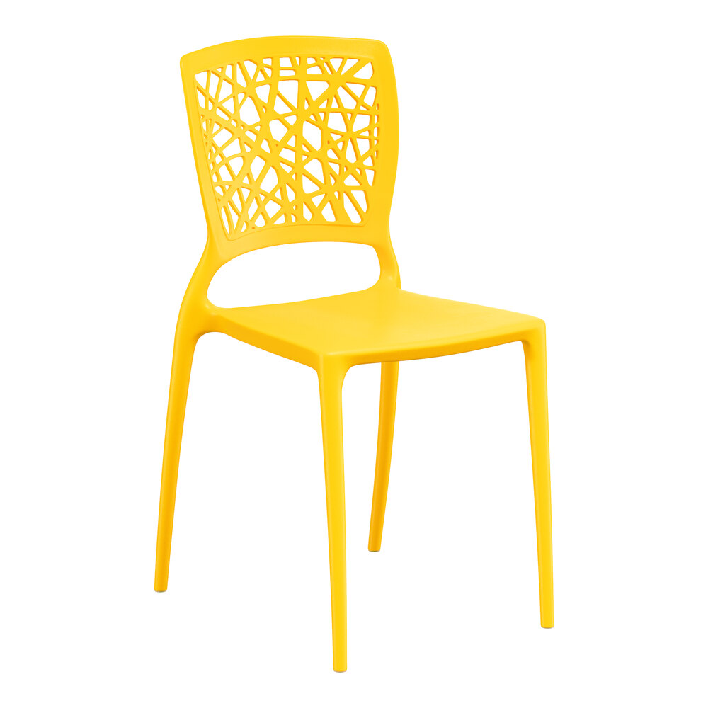 Lancaster Table & Seating Flora Sunshine Yellow Webbed Back Resin Side ...