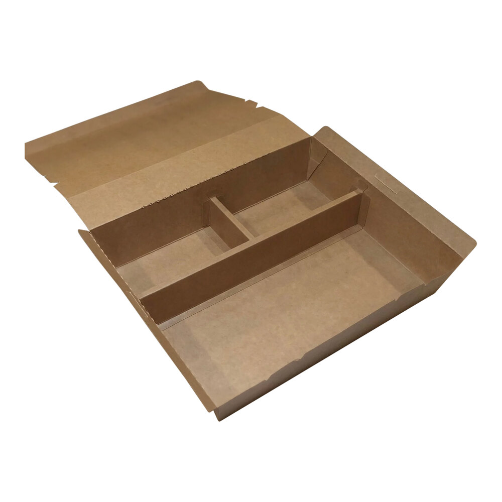 VerTerra 11" x 9" x 2" Paperboard Bento Box with 3 Compartments and ...