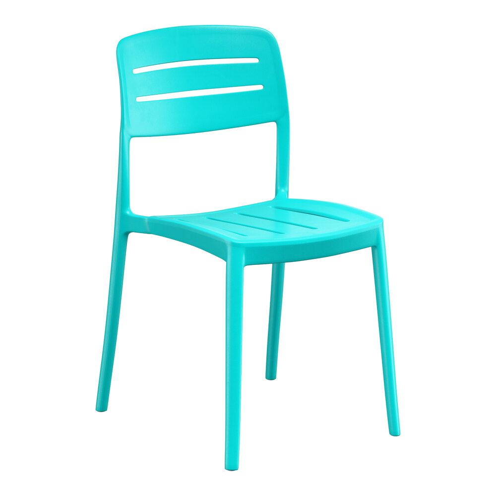 Lancaster Table & Seating Alto Coastal Blue Slat Back Resin Side Chair