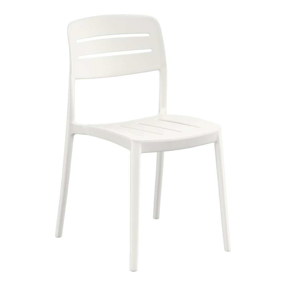 Lancaster Table & Seating Alto Cloud White Slat Back Resin Side Chair
