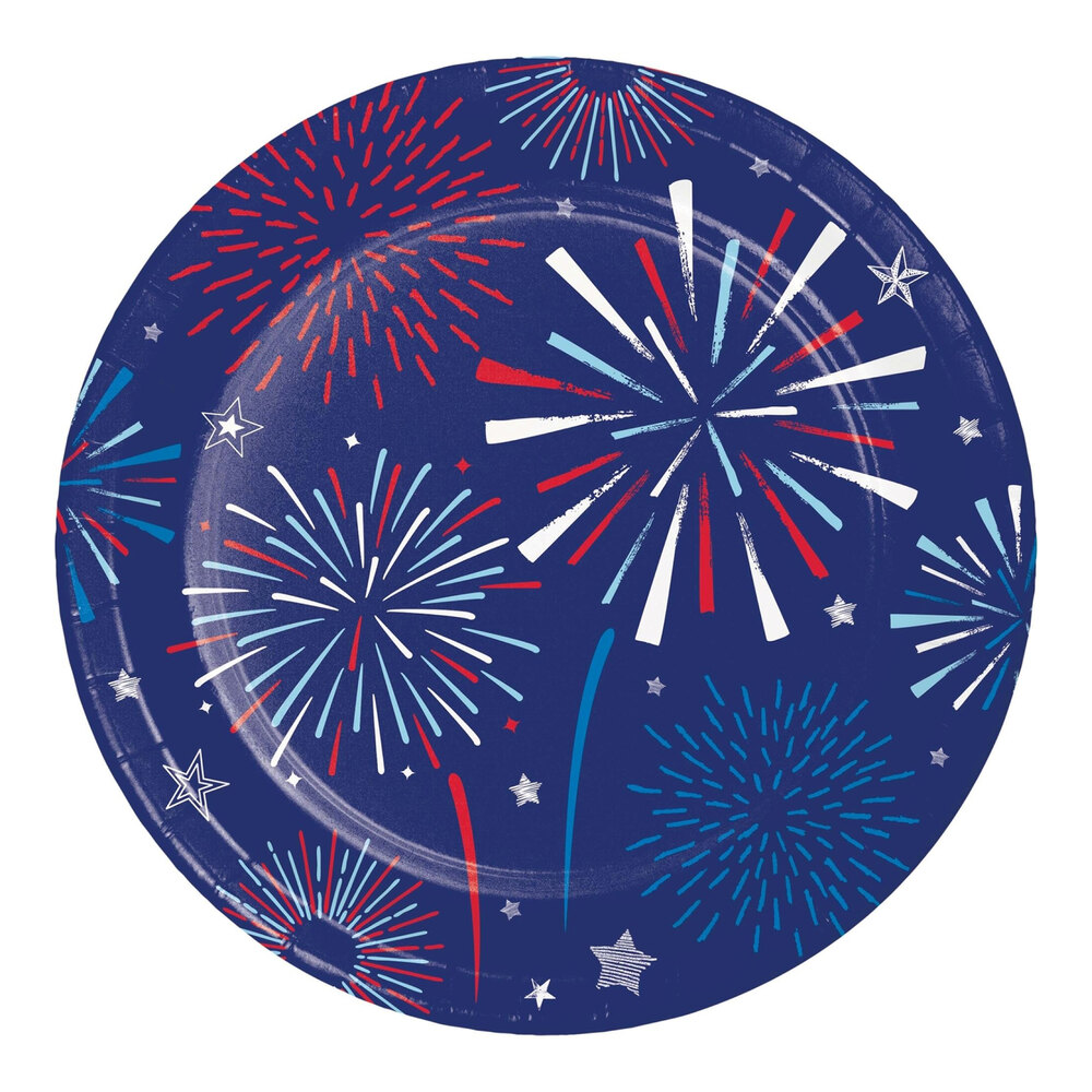 Creative Converting 9" Round Patriotic Paper Plate - 96/Case