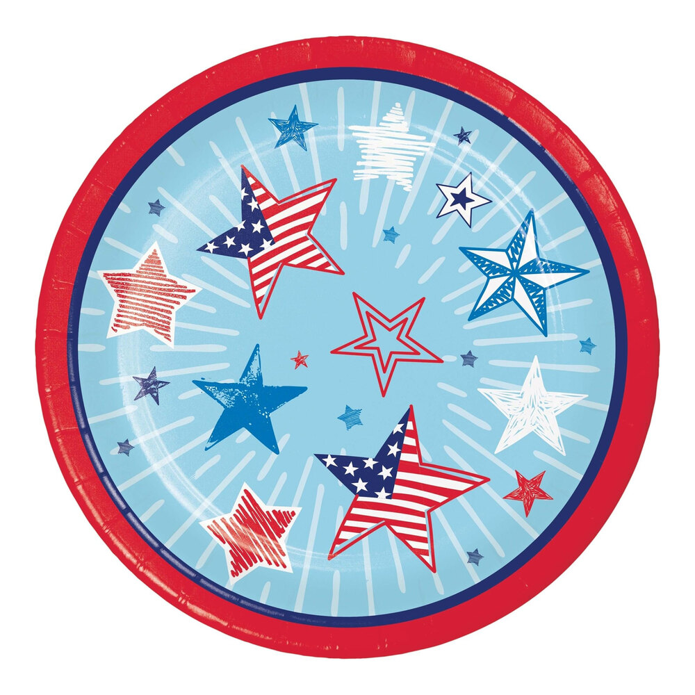 Creative Converting 7" Round Patriotic Paper Plate - 96/Case