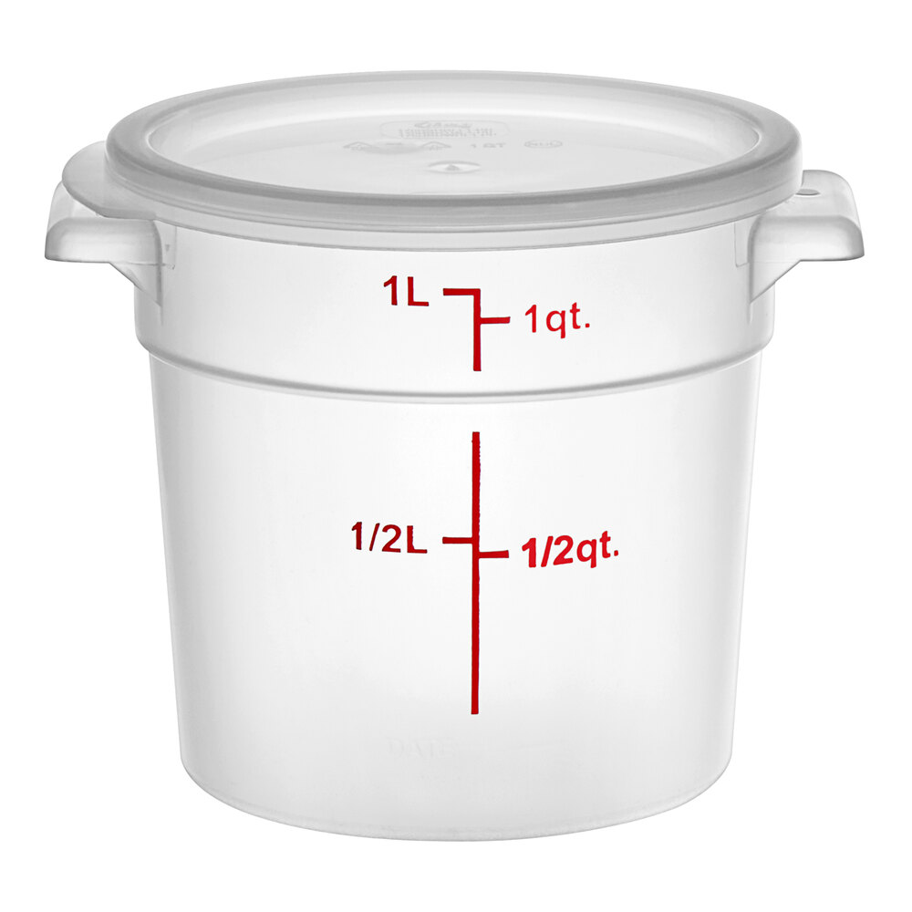 Choice 1 Qt. Translucent Round Polypropylene Food Storage Container ...