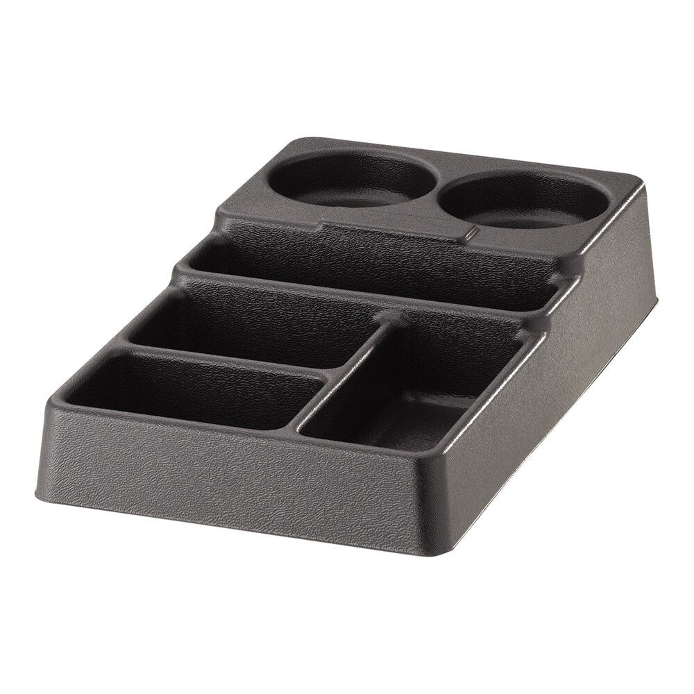 Service Ideas 14 1/2" x 8 1/4" x 2 3/4" 6-Compartment Black ABS Plastic ...