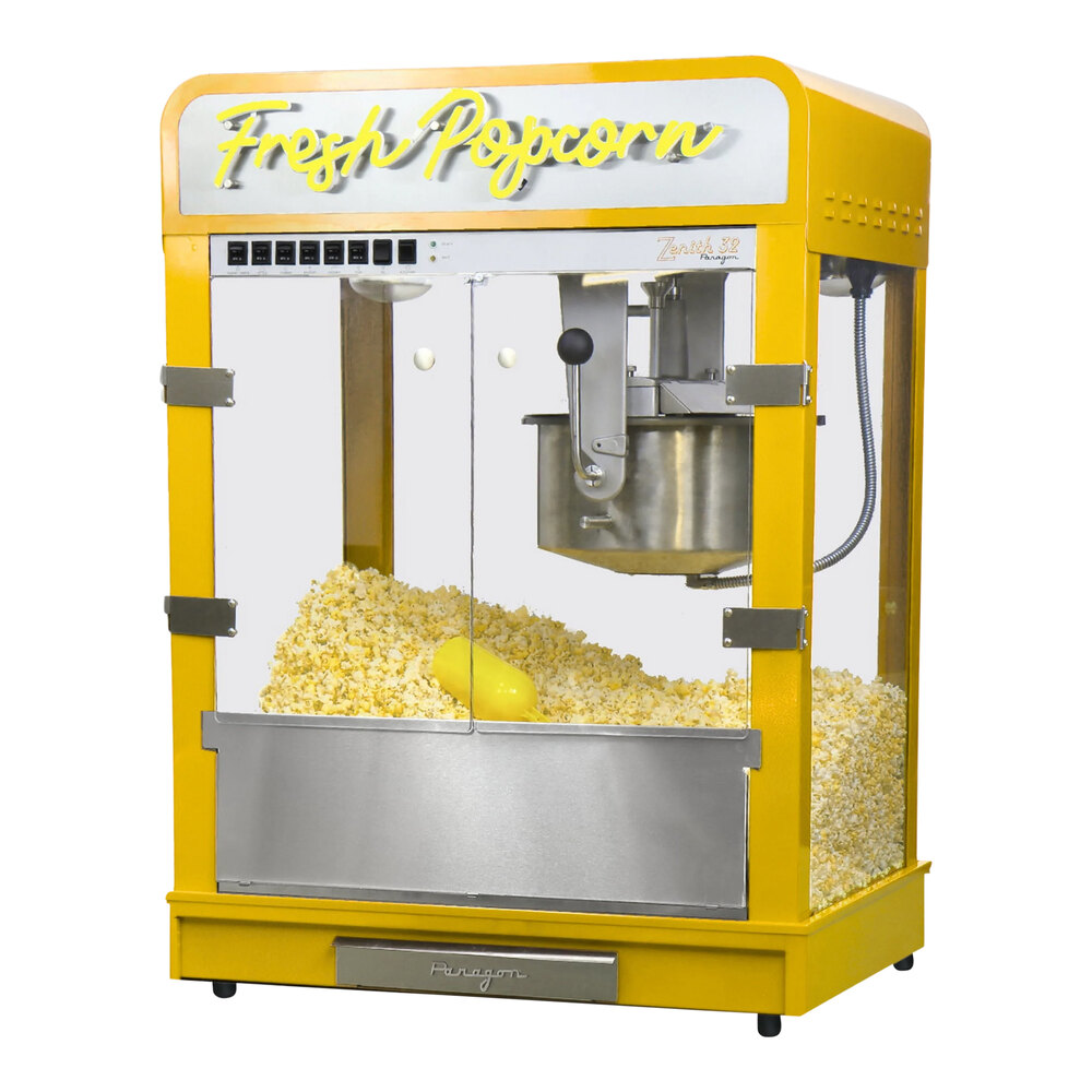 Paragon 1148500YEL Zenith 48 oz. Yellow Countertop Popcorn Machine with ...