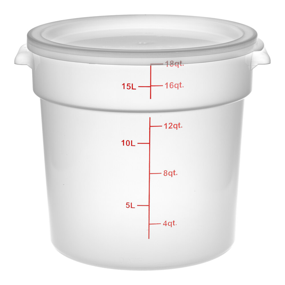 Choice 18 Qt. Translucent Round Polypropylene Food Storage Container ...