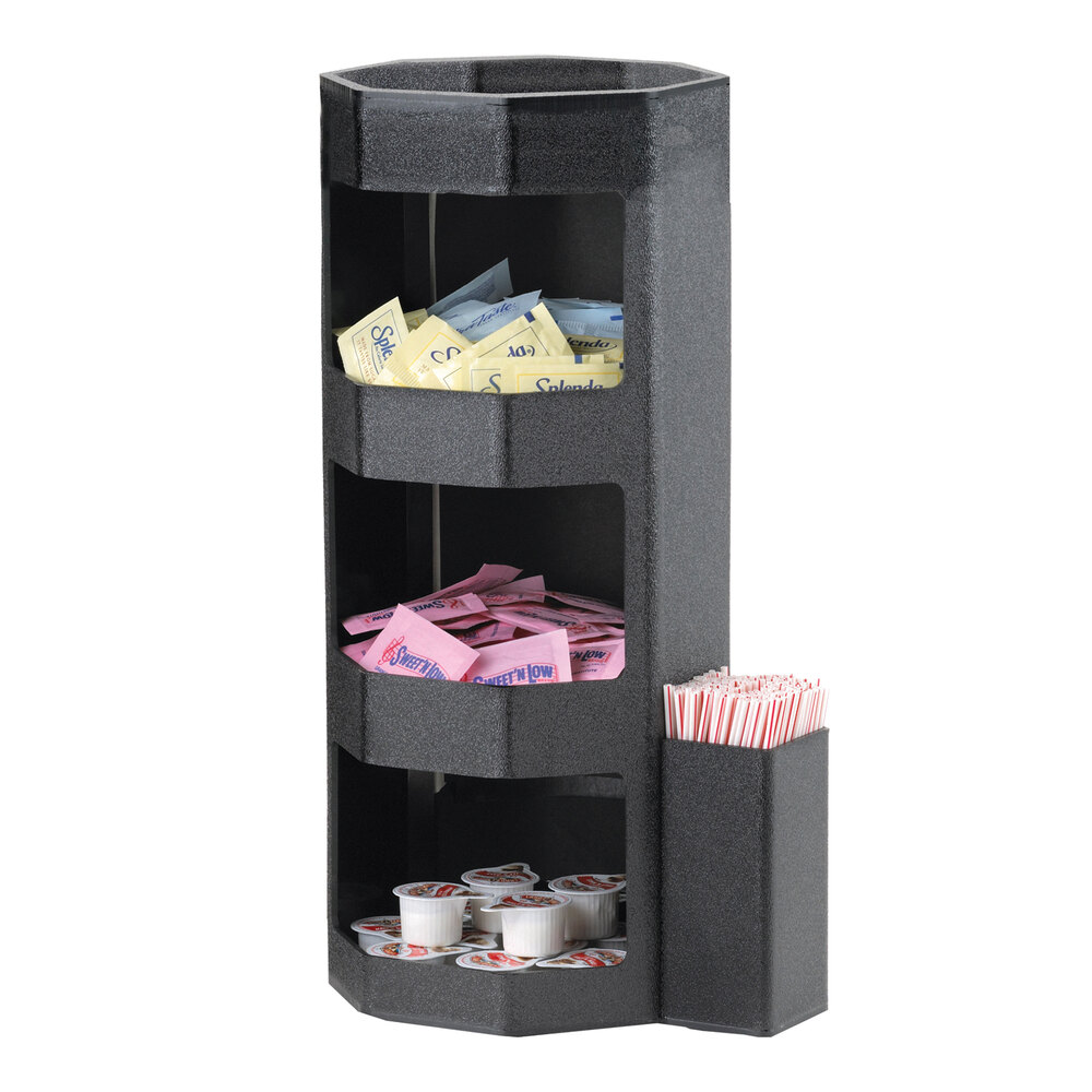 Service Ideas 9 1/4" x 7" x 17 1/4" 3-Tier Black Plastic Octagonal ...