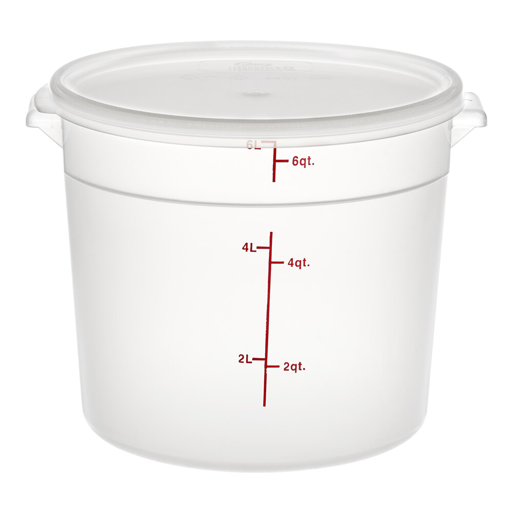 Choice 6 Qt. Translucent Round Polypropylene Food Storage Container ...