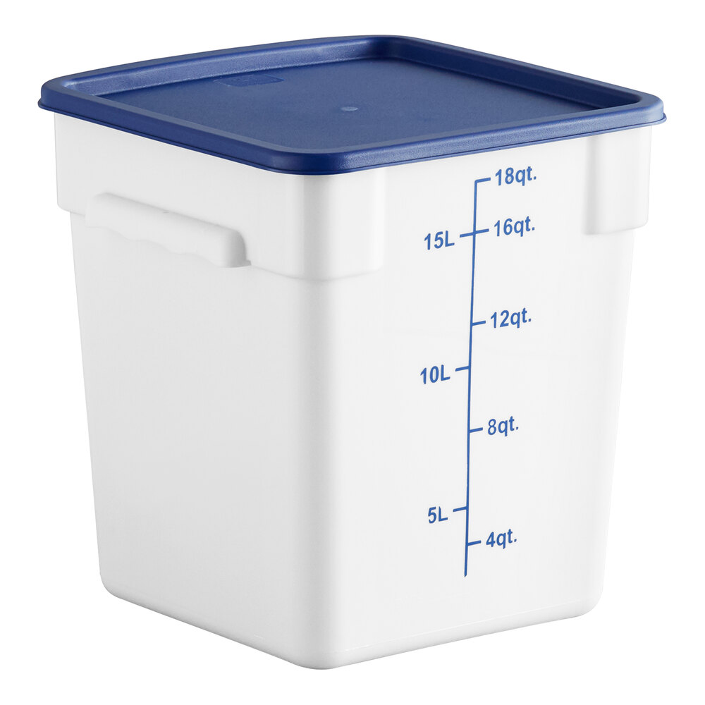 Choice 18 Qt. White Square Polypropylene Food Storage Container with ...