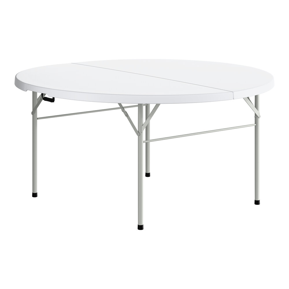 Lancaster Table & Seating 60" Round Granite White Plastic Bi-Folding ...