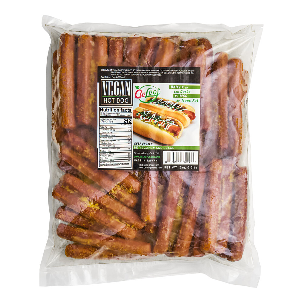 Beleaf Plant-Based Vegan Hot Dog 2.1 oz. - 100/Case