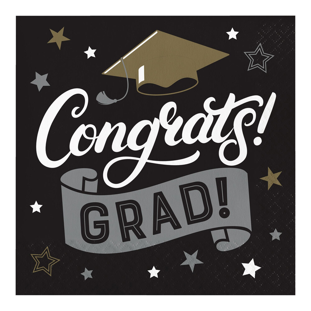 Creative Converting Grad Glamor 12 7/8" x 12 7/8" Square 2-Ply 1/4 Fold ...