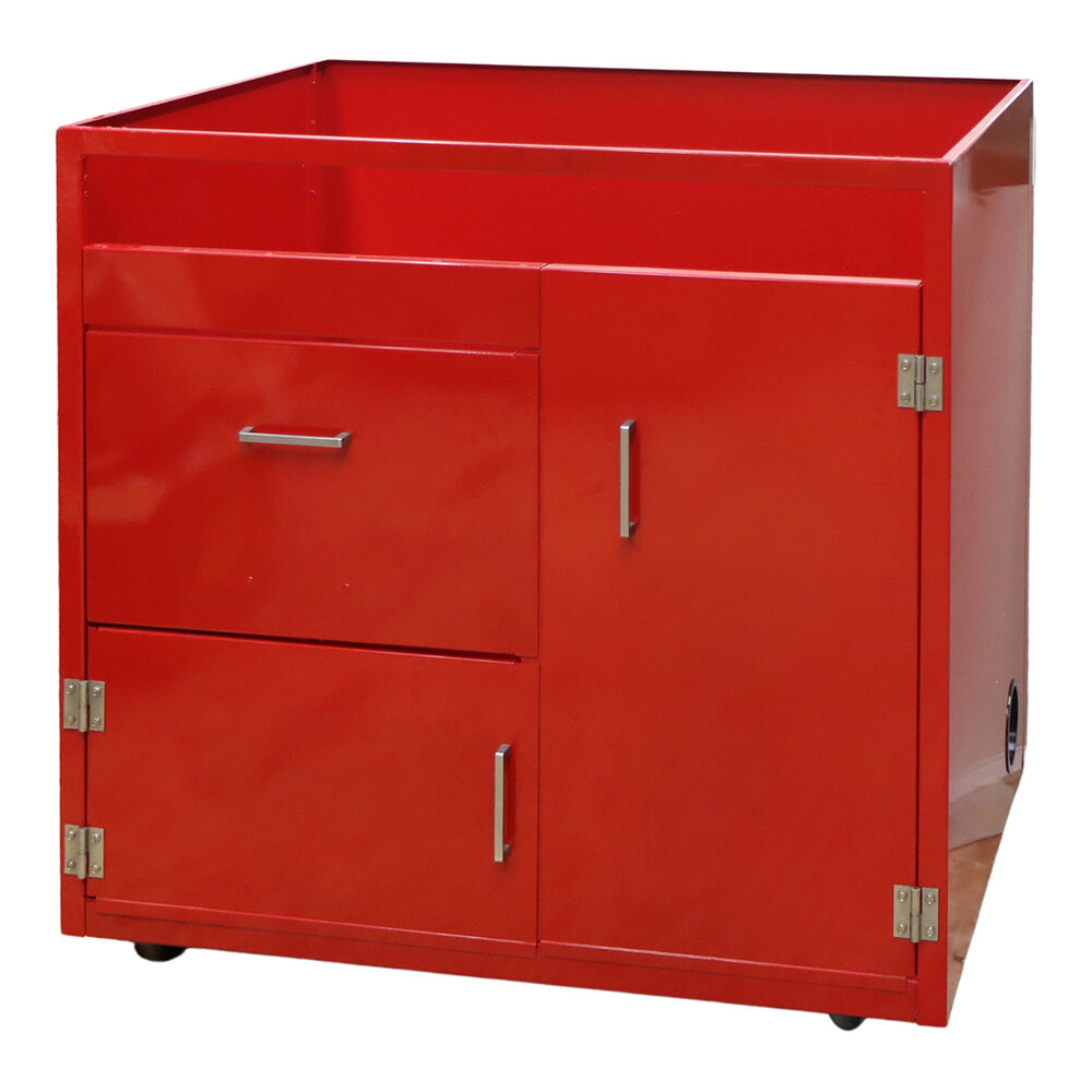 Paragon 3390500 Zenith Red Popcorn Machine Stand with Bag-in-Box Oil Pump