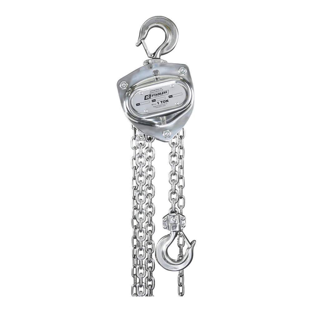 OZ Lifting Products 1 Ton Stainless Steel Manual Chain Hoist with 30 ...