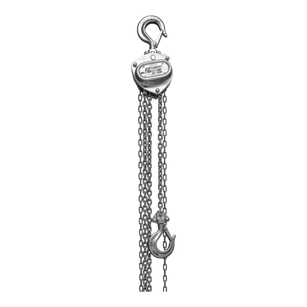 OZ Lifting Products 0.25 Ton Stainless Steel Manual Chain Hoist with 15 ...