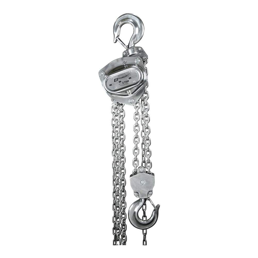 OZ Lifting Products 2 Ton Stainless Steel Manual Chain Hoist with 10 ...