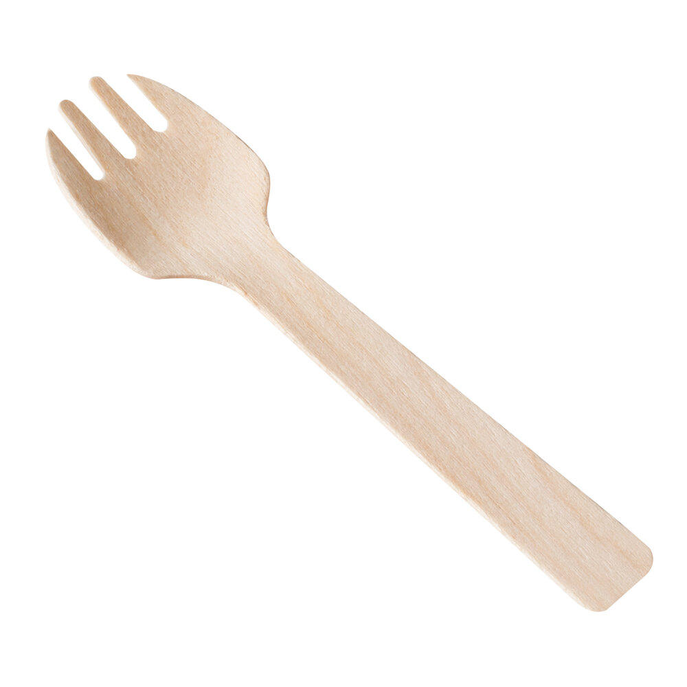 Eco-gecko Heavy Weight Disposable Wooden Taster Fork - 1,000/Case