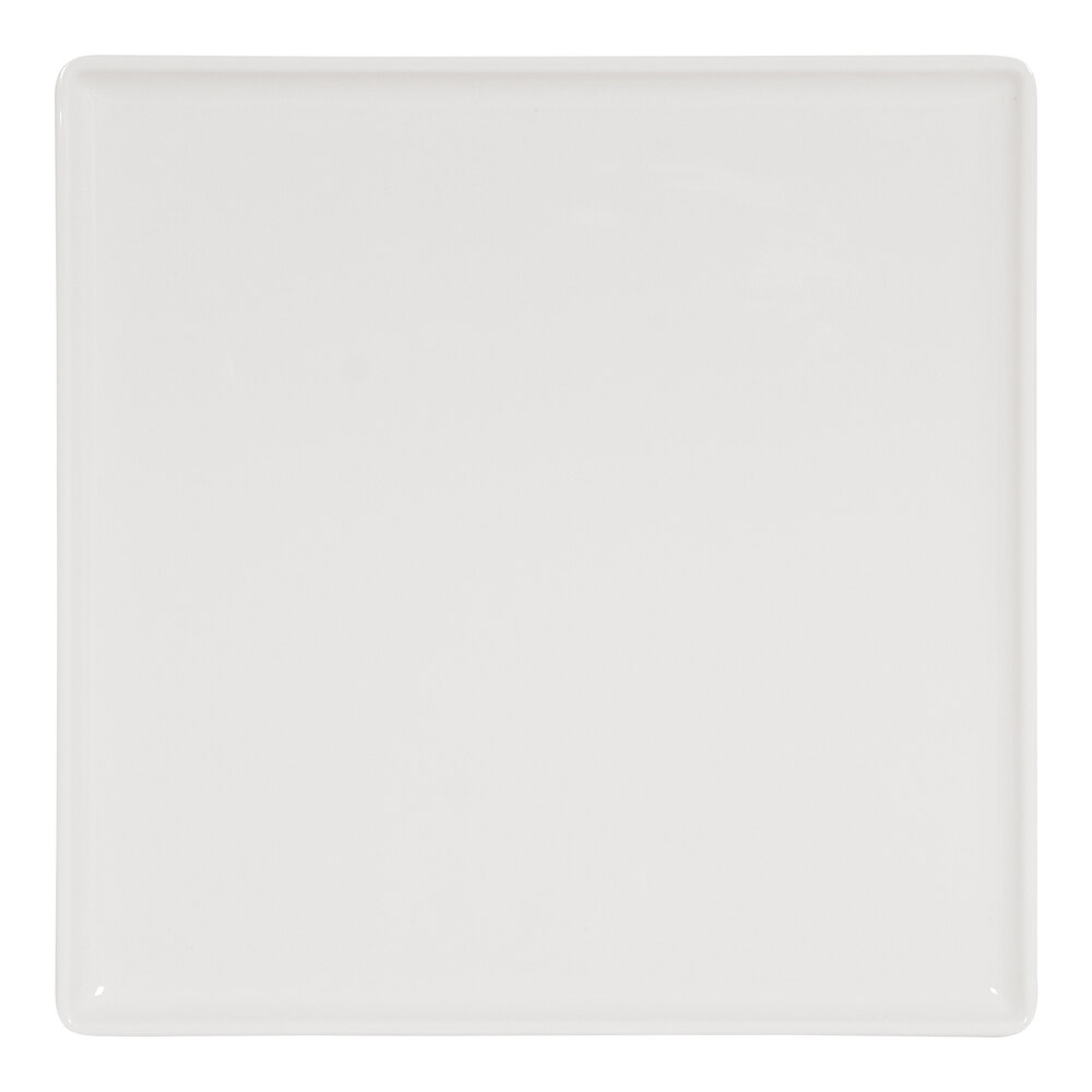 Cal-Mil Square 11 3/4" White Square Raised Rim Melamine Platter - 6/Case