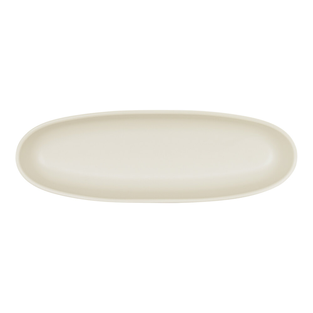 Cal-Mil Bali 12" x 4" Ivory Irregular Oval Melamine Platter - 6/Case
