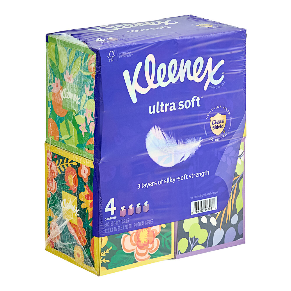 Kleenex® Ultra Soft 60 Sheet 3-Ply Facial Tissue Cube - 48/Case