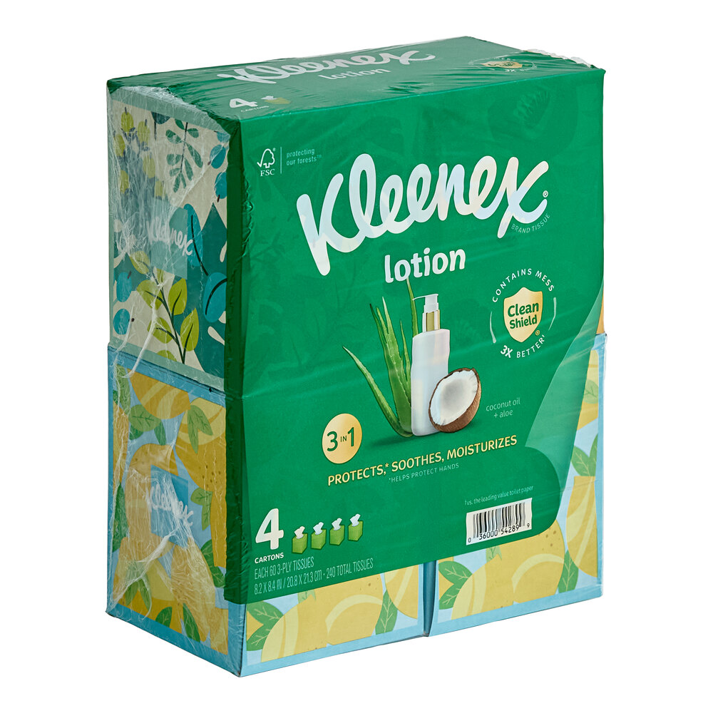 Kleenex® Lotion 60 Sheet 3-Ply Facial Tissue Cube with Coconut Oil and ...