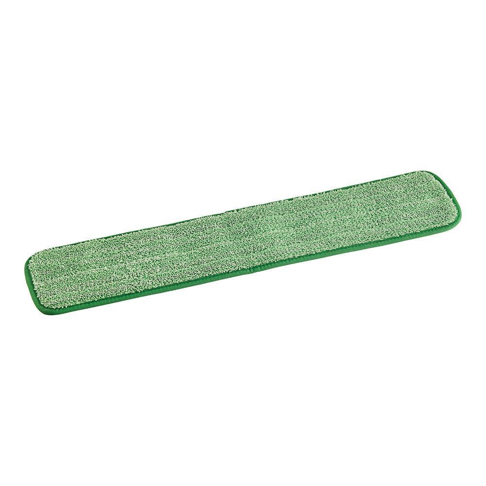 Lavex 24" Green Microfiber Hook & Loop Wet / Dry Mop Pad - 4/Pack