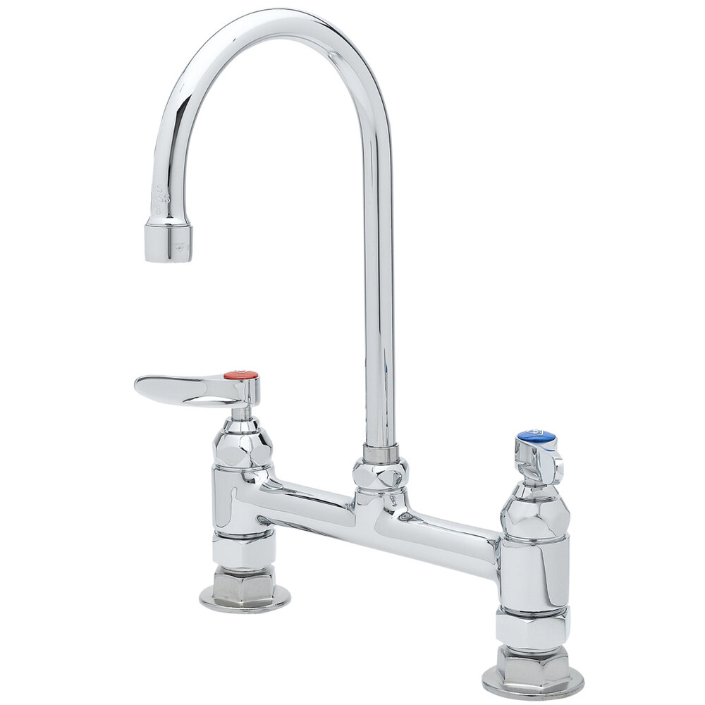 T&S B-0321-NPL Deck Mounted Faucet with 8" Centers, 5 11/16" Swivel ...