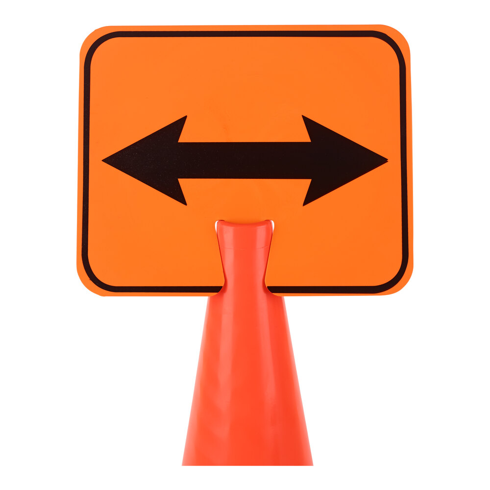 Cortina 13" x 10" Orange / Black Single-Sided Double Arrow Cone Sign 03 ...