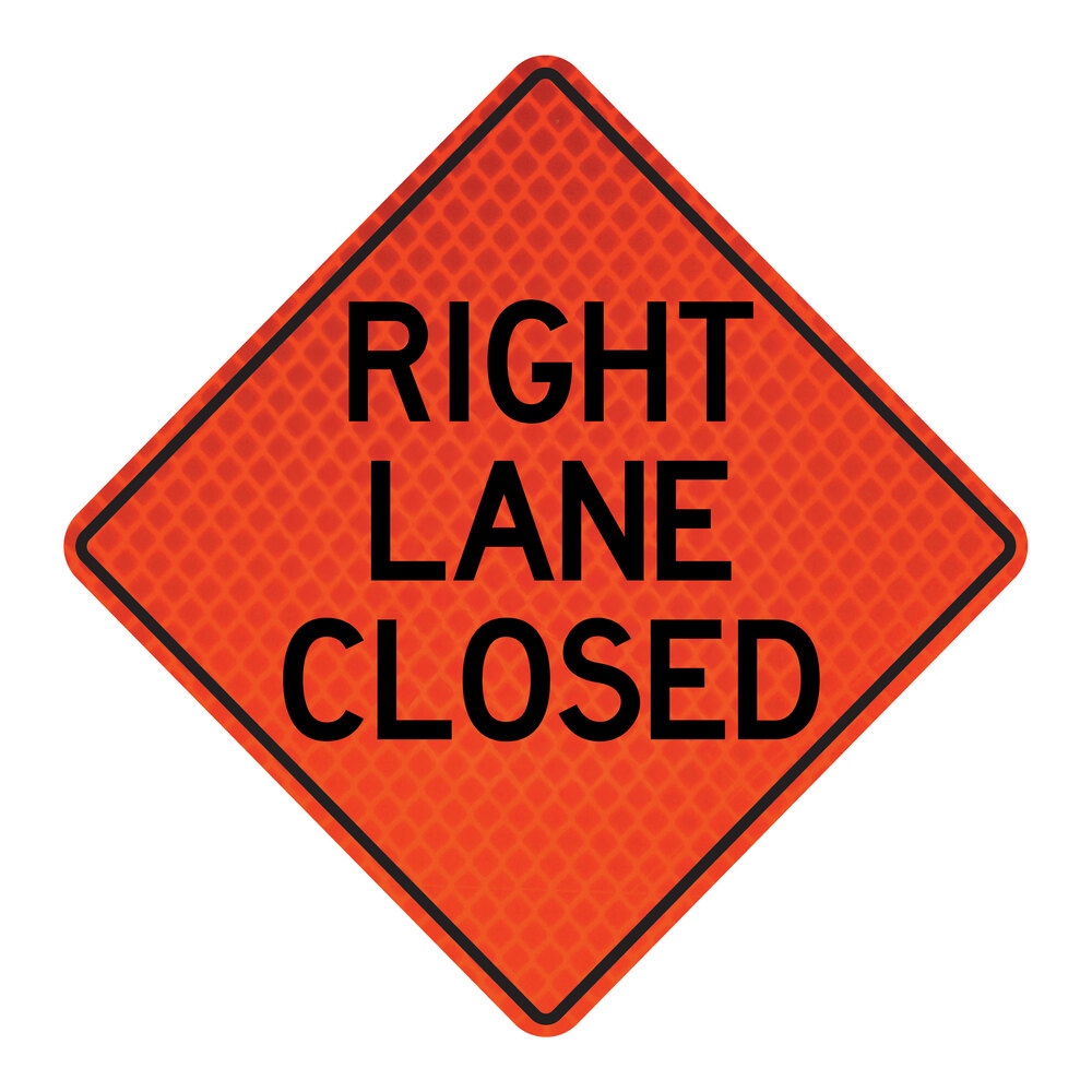 Cortina QuadraFlex 48" x 48" Diamond-Grade "Right Lane Closed" Roll-Up ...