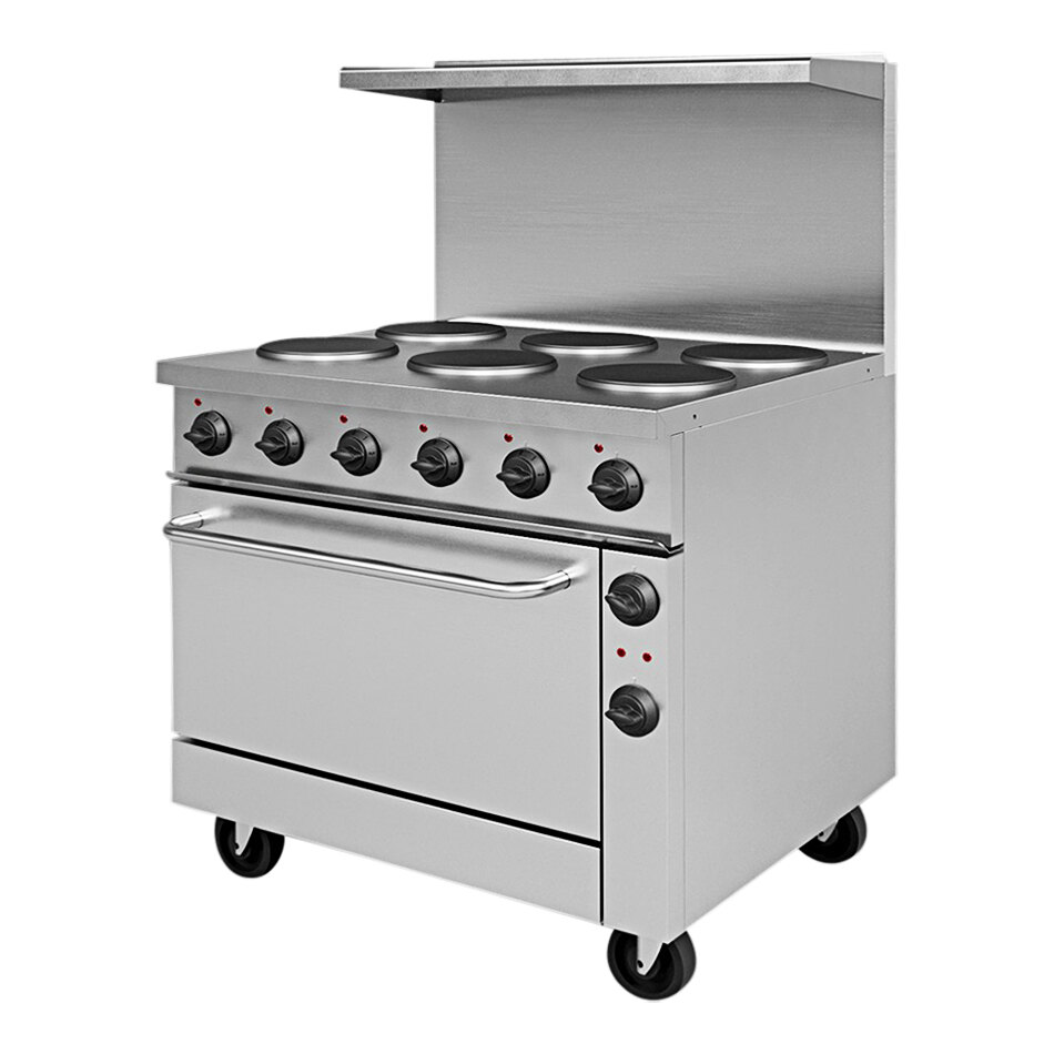 Pegasus R-36E 36" 6-Burner Electric Range with Standard Oven - 208V, 3 ...