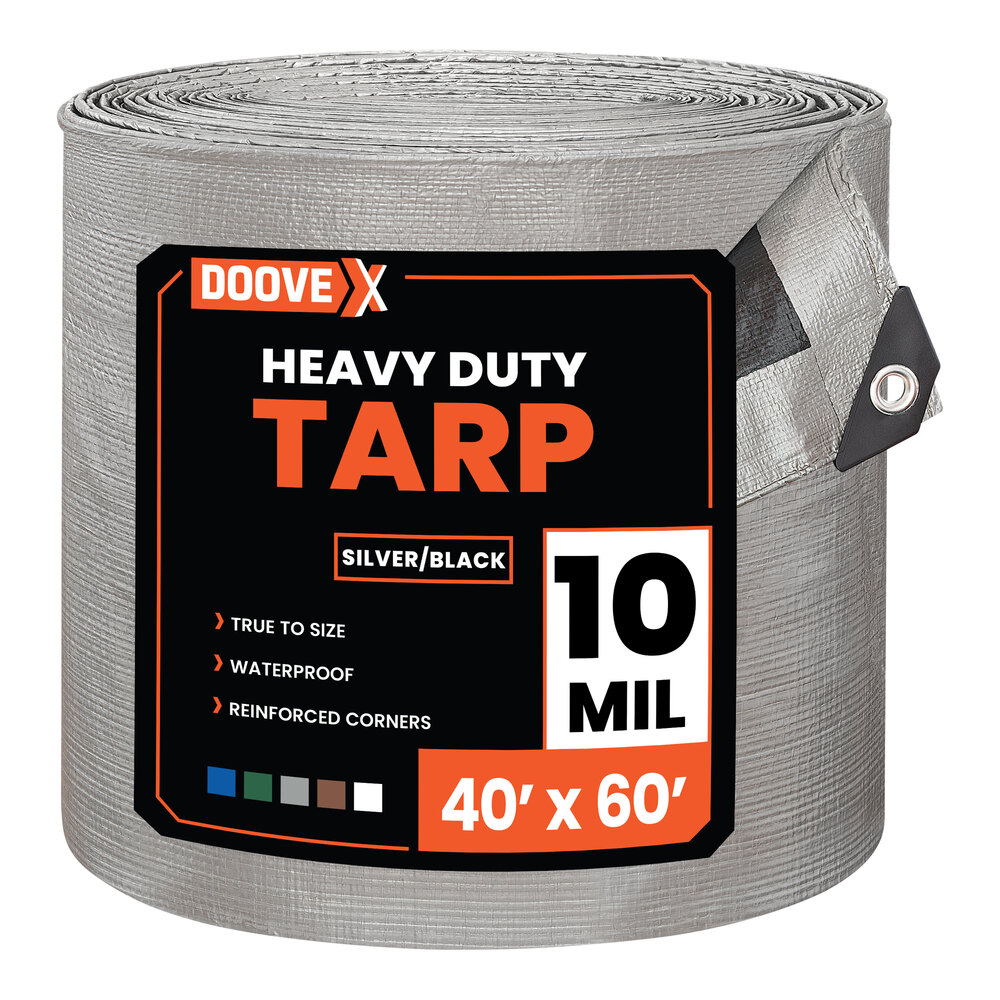Doovex 40' x 60' Silver / Black Heavy-Duty Weatherproof 10 Mil ...