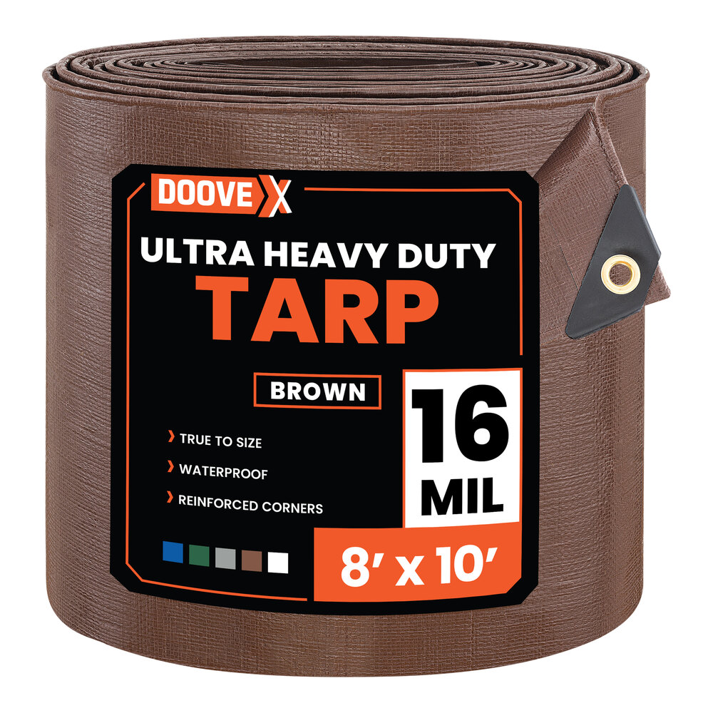 Doovex 8' x 10' Brown Ultra Heavy-Duty Weatherproof 16 Mil Polyethylene ...