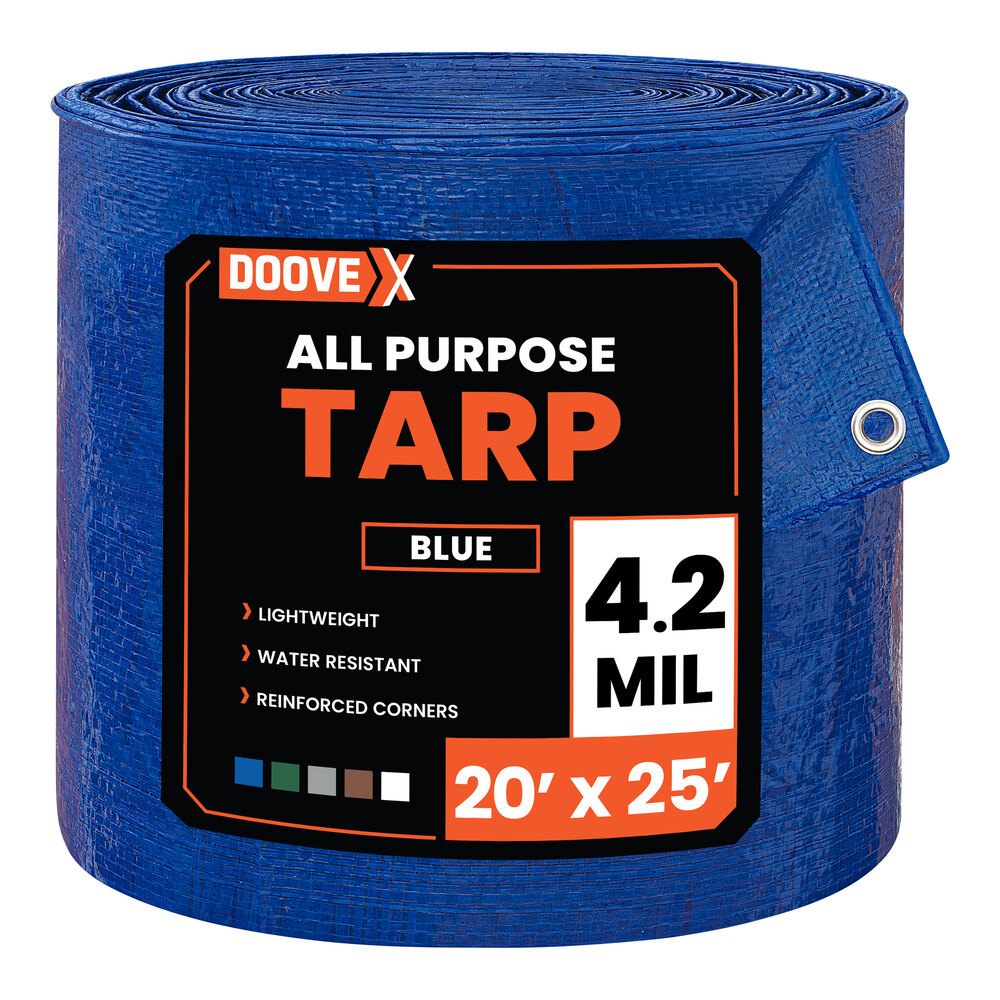 Doovex 20' x 25' Blue Multipurpose Weatherproof 4.2 Mil Polyethylene ...