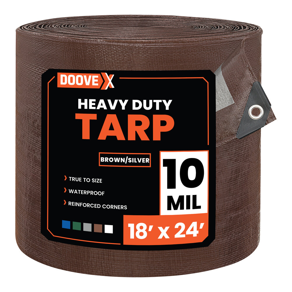 Doovex 18' x 24' Brown / Silver Heavy-Duty Weatherproof 10 Mil ...