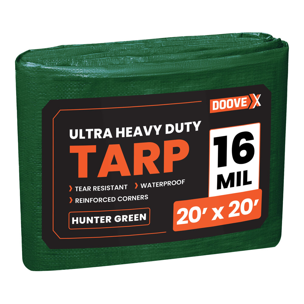 Doovex 20' x 20' Green Ultra Heavy-Duty Weatherproof 16 Mil ...