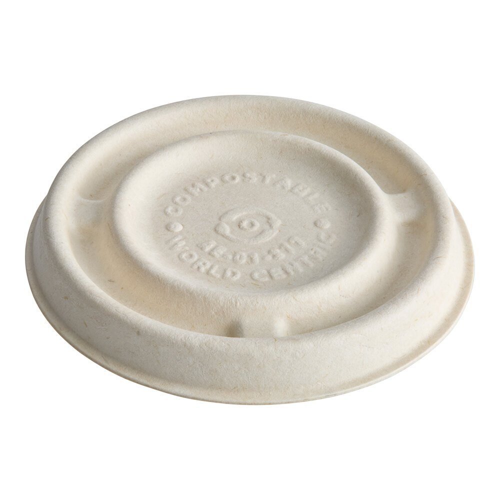 World Centric Compostable Fiber Lid with Leaf Plus for 2 oz. Fiber ...
