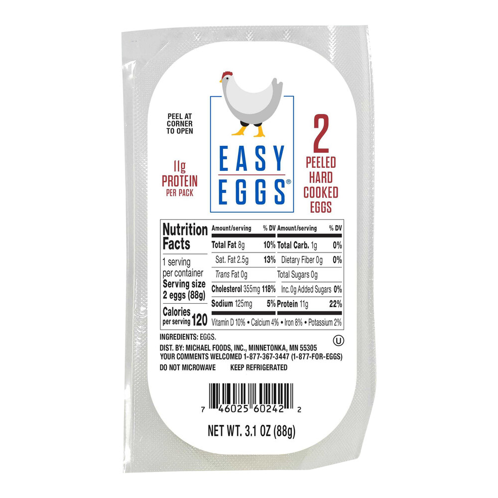 Easy Eggs 2-Count Cage-Free Hard Cooked Eggs - 14/Case