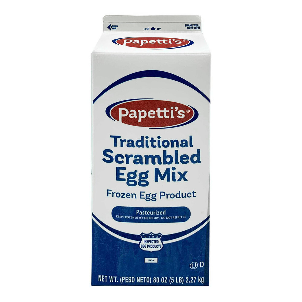 Papetti's Frozen Liquid Scrambled Egg Mix with Milk 5 lb. - 6/Case