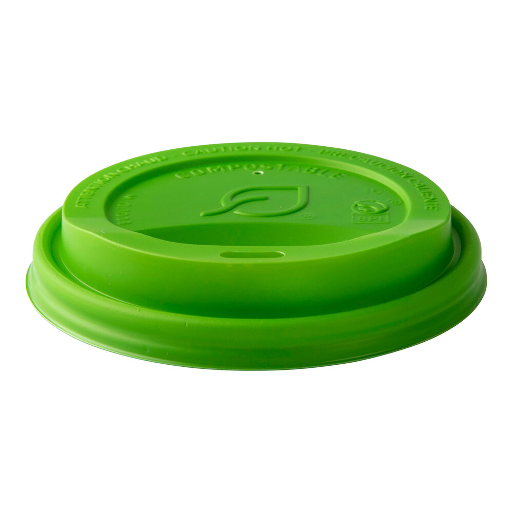 Eco-Products Veridian Eco-Lid 10-20 oz. Green PLA Plastic Compostable Paper Hot Cup Sip Lid ...