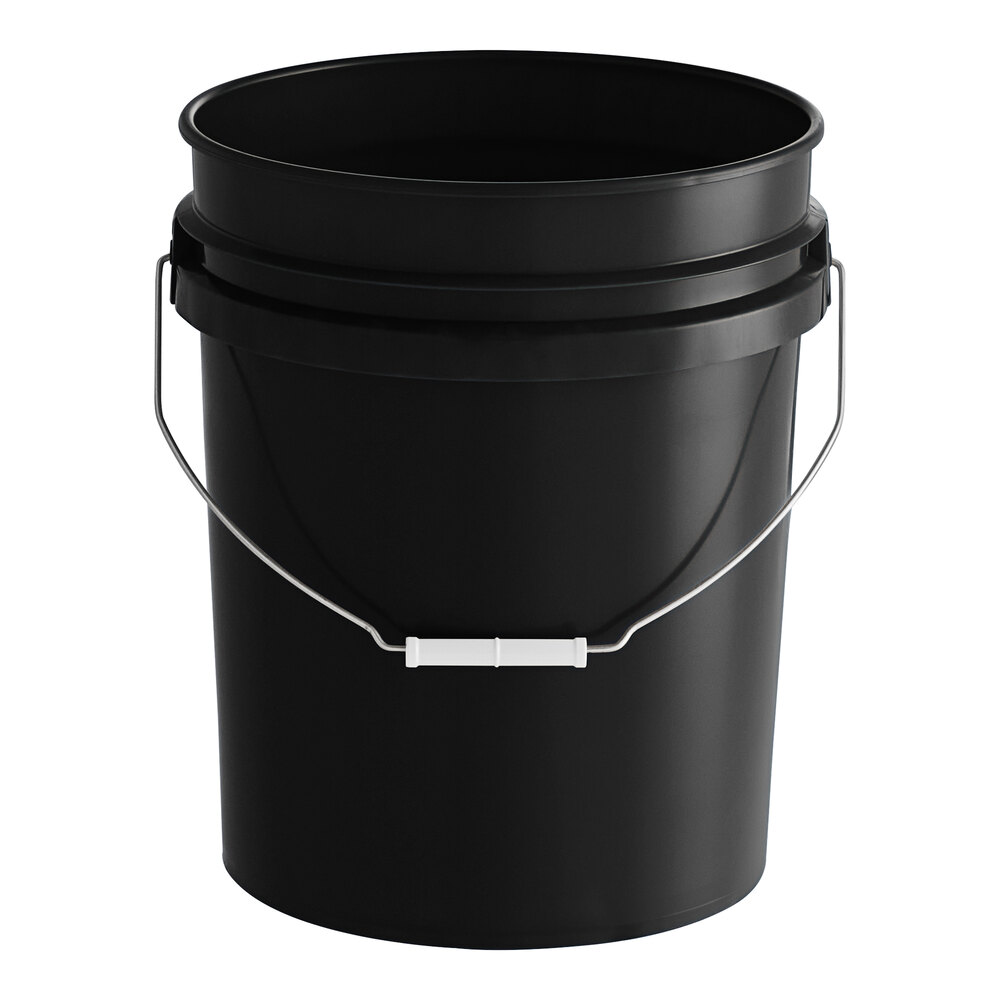 BWAY 5 Gallon Black 90 Mil Thickness Round Pail with Metal Handle - 10/Case