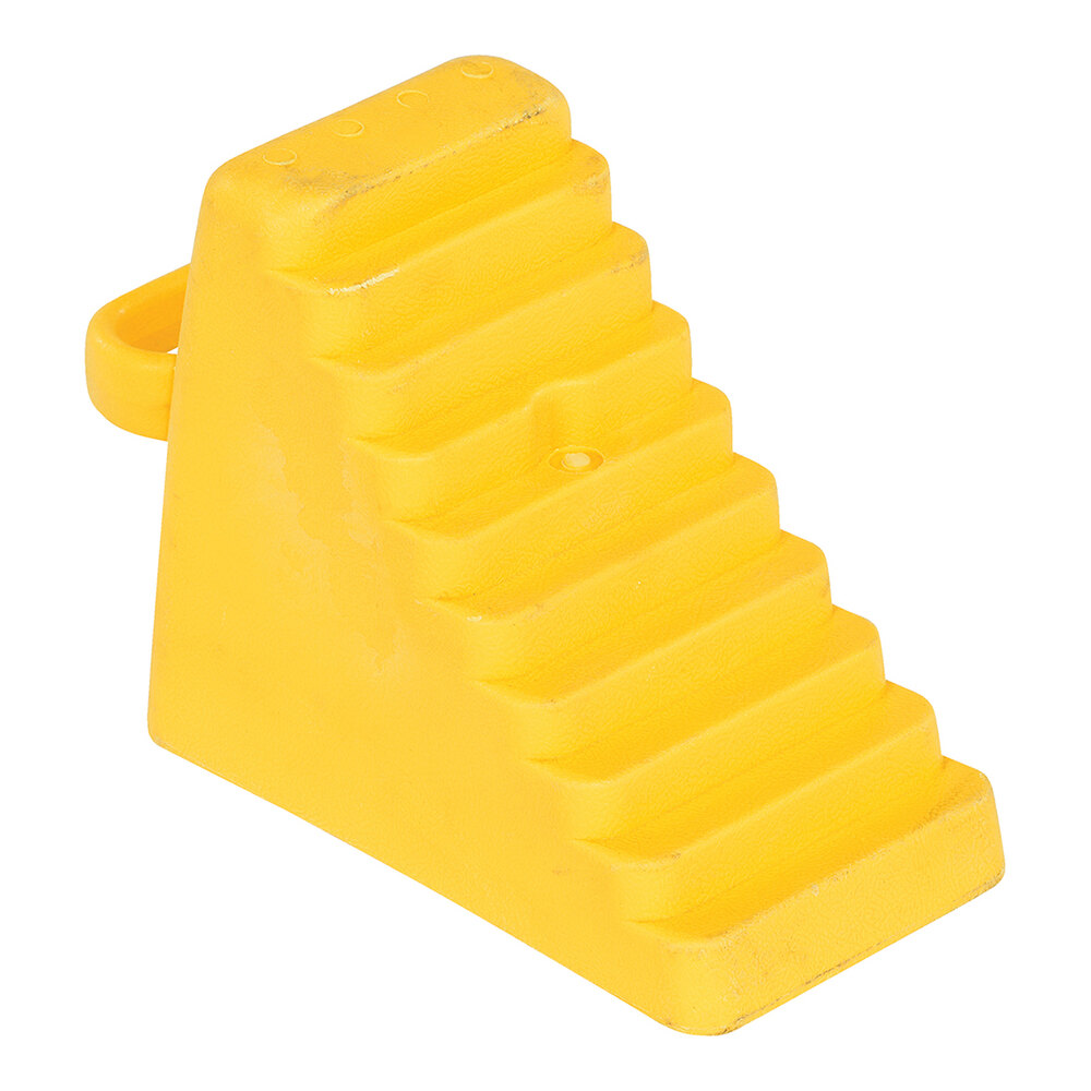 Vestil 8 1/2" x 4" x 5 7/8" Yellow Polyethylene Wheel Chock with Handle ...
