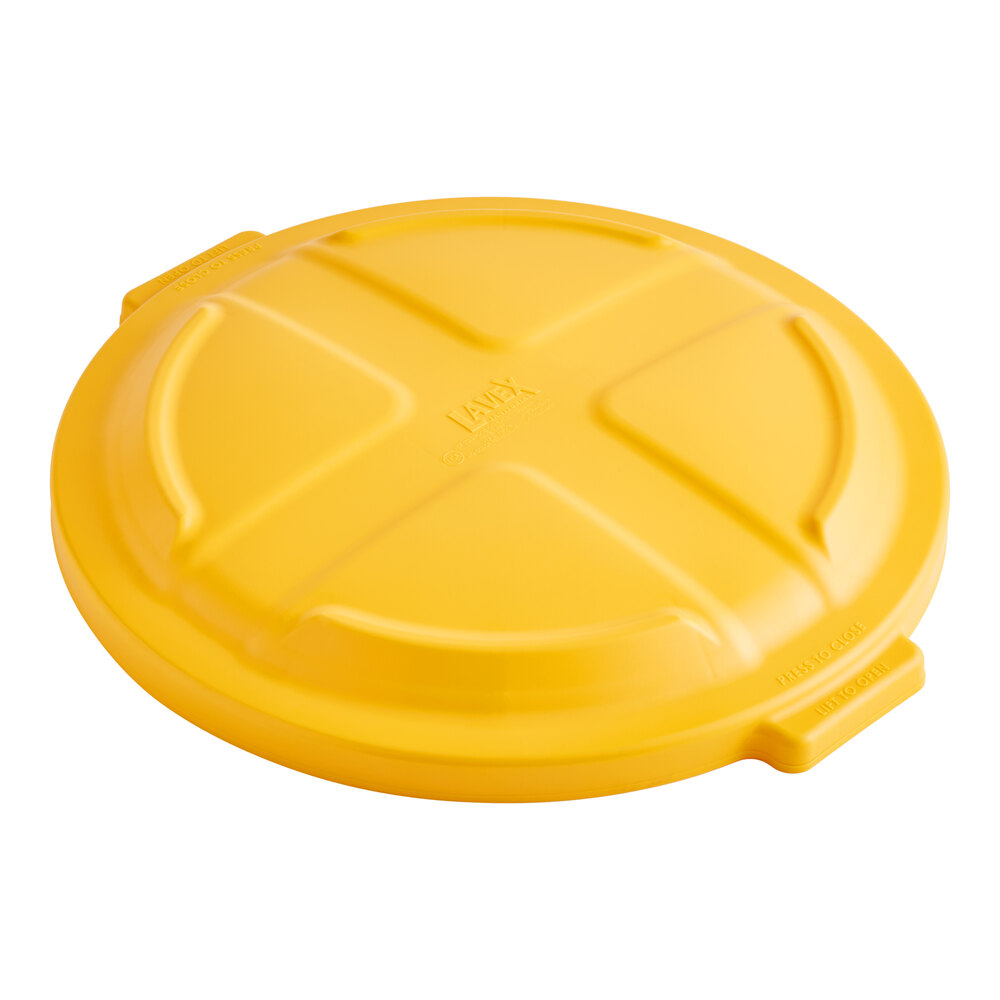 Lavex 32 Gallon Yellow Round Dome Trash Can Lid