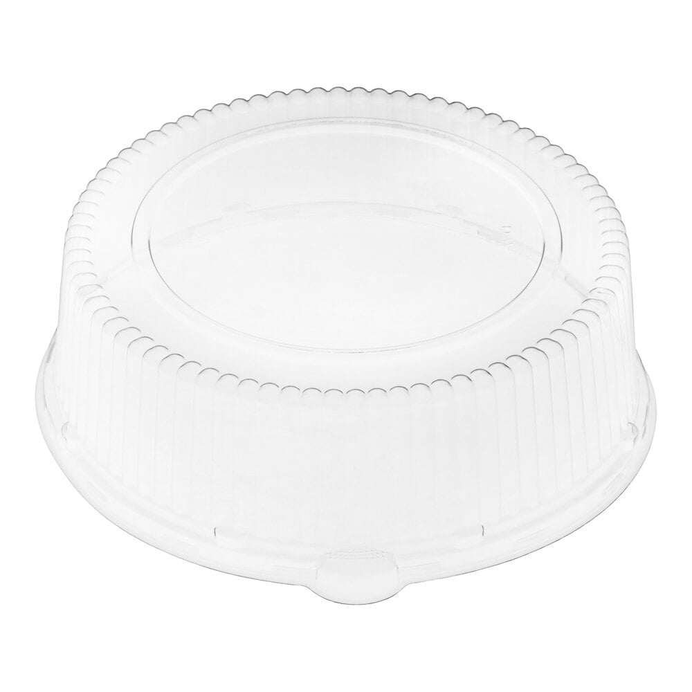 Solut 12" Clear Round PET Plastic High Dome Catering / Deli Tray Lid ...